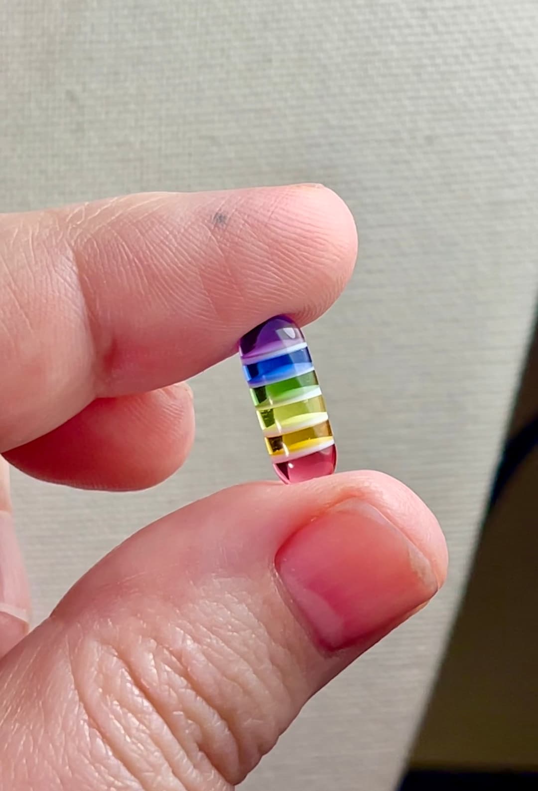 Rainbow Glass Worry Stone, Hand Blown Lampwork Pill - Etsy UK