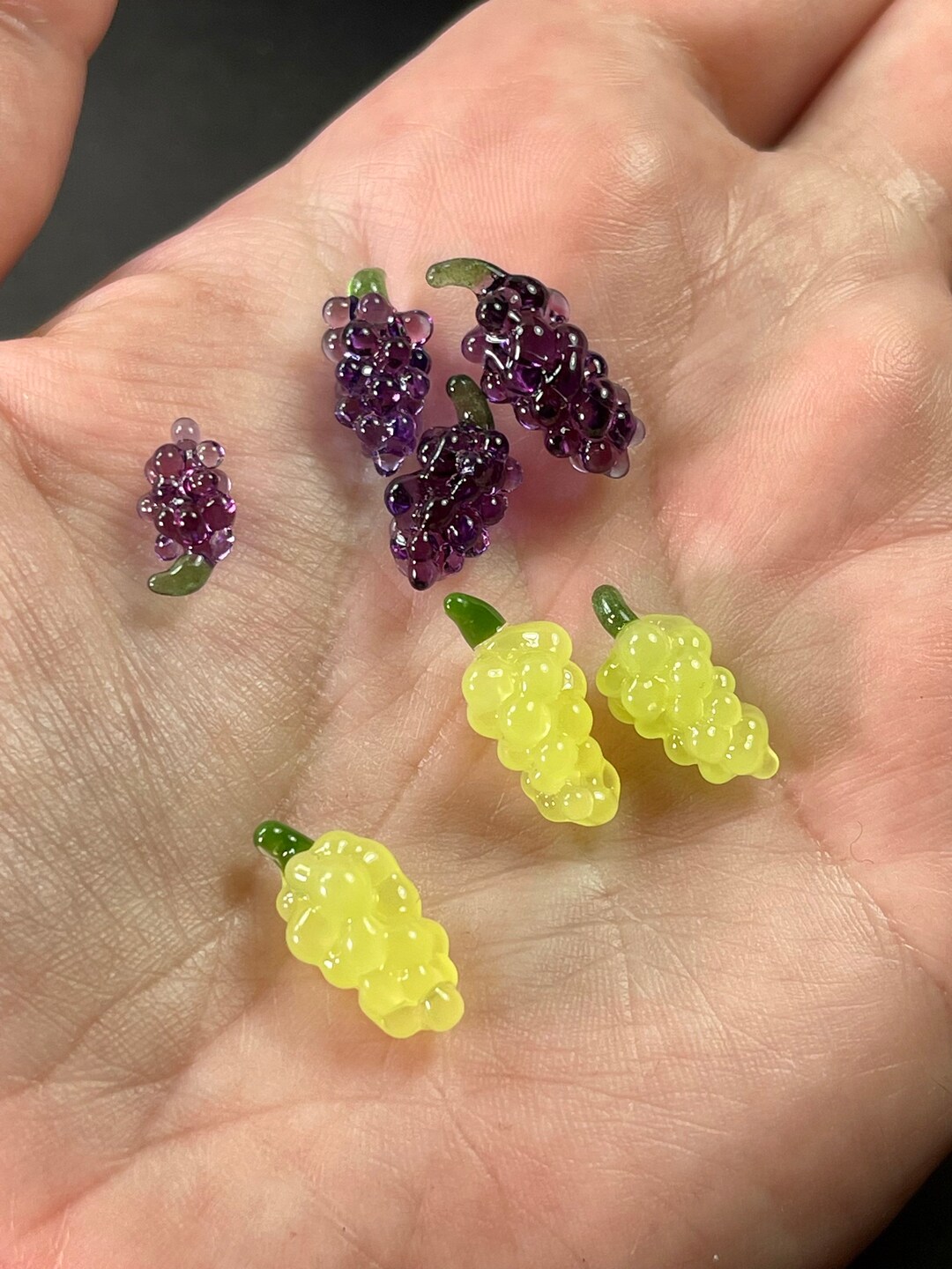 Mini Grapes / Lampwork Grapes / Hand Blown Glass / Mini Art / Dollhouse ...