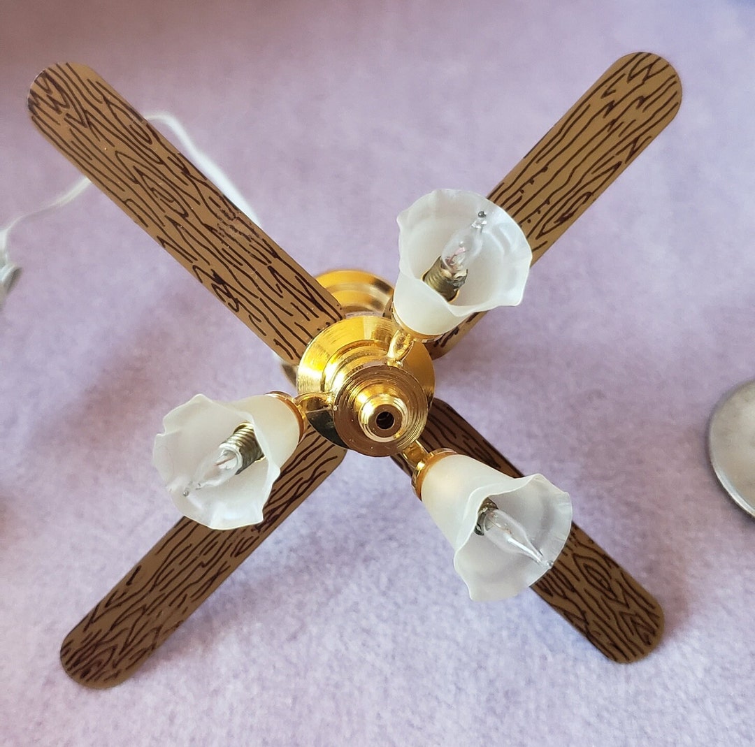 Dollhouse Miniature Ceiling Fan With Tulip Fixtures 1:12 - Etsy