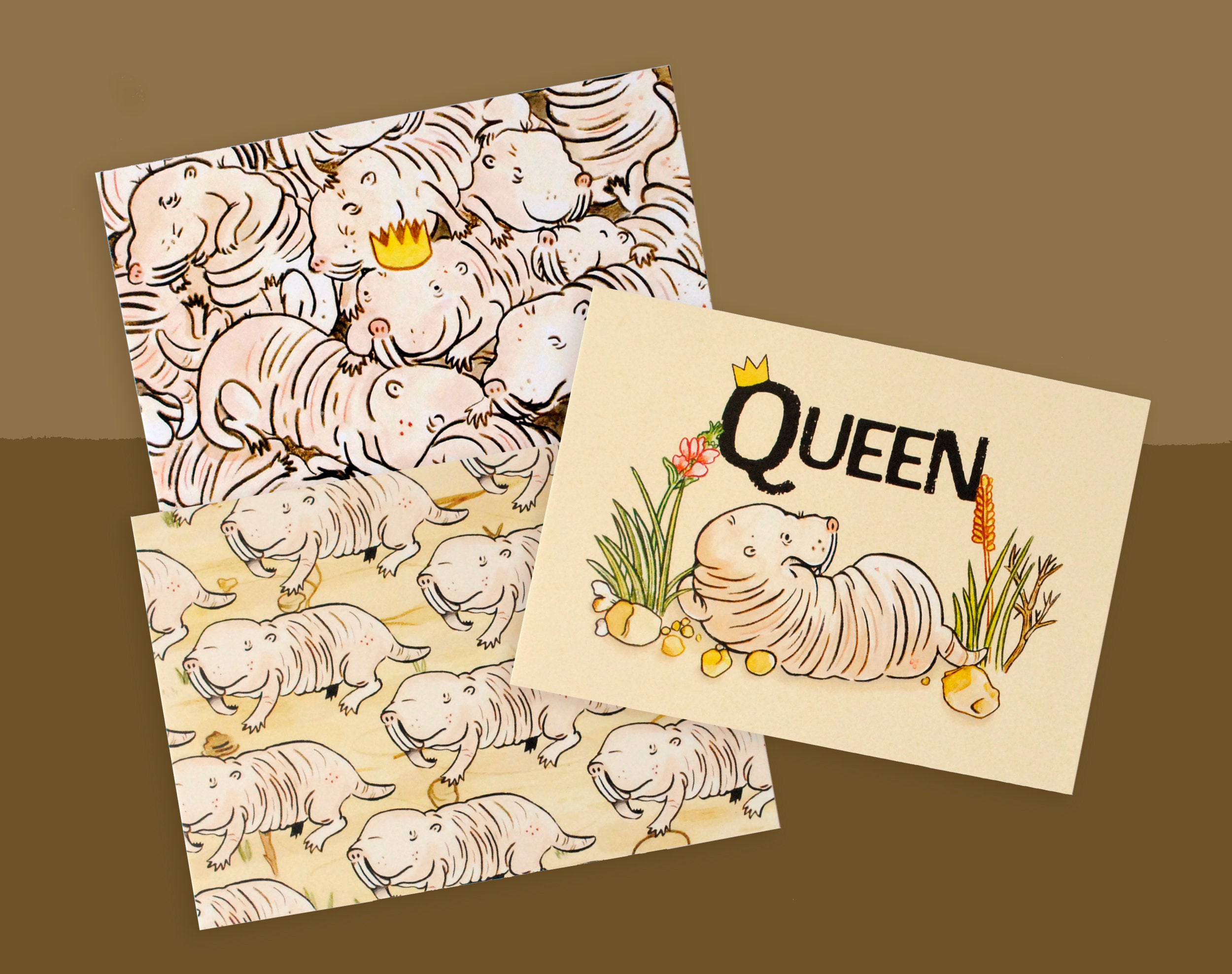 Limited Edition: Queen Naked Mole Rat Postcard Trio A Wildlife Lover's ...