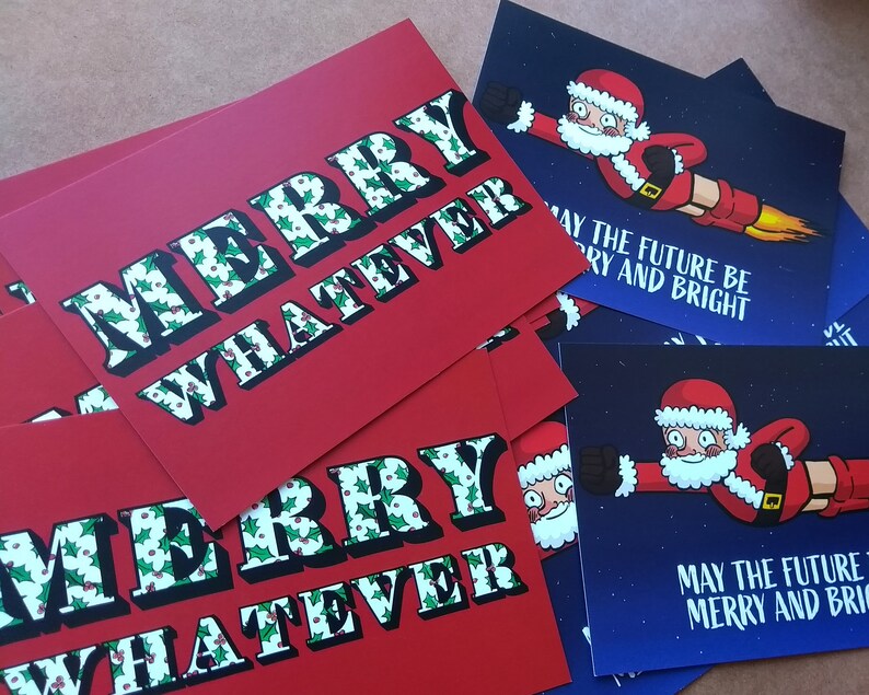 Atheist Christmas Postcards Robot Santa Merry Whatever - Etsy