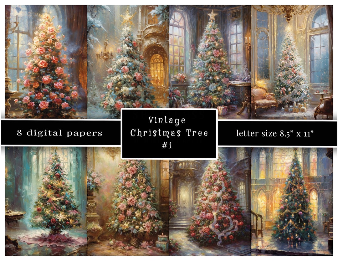 Christmas Tree Journal Paper, Pink, Victorian Christmas Trees ...