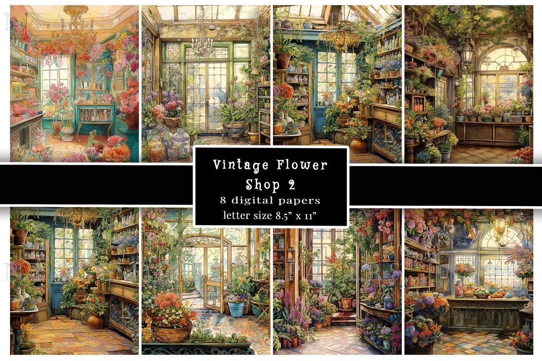 Victorian Flower Shop Digital Papers, 8.5"x11" Jpg 300 Dpi, Pastels ...