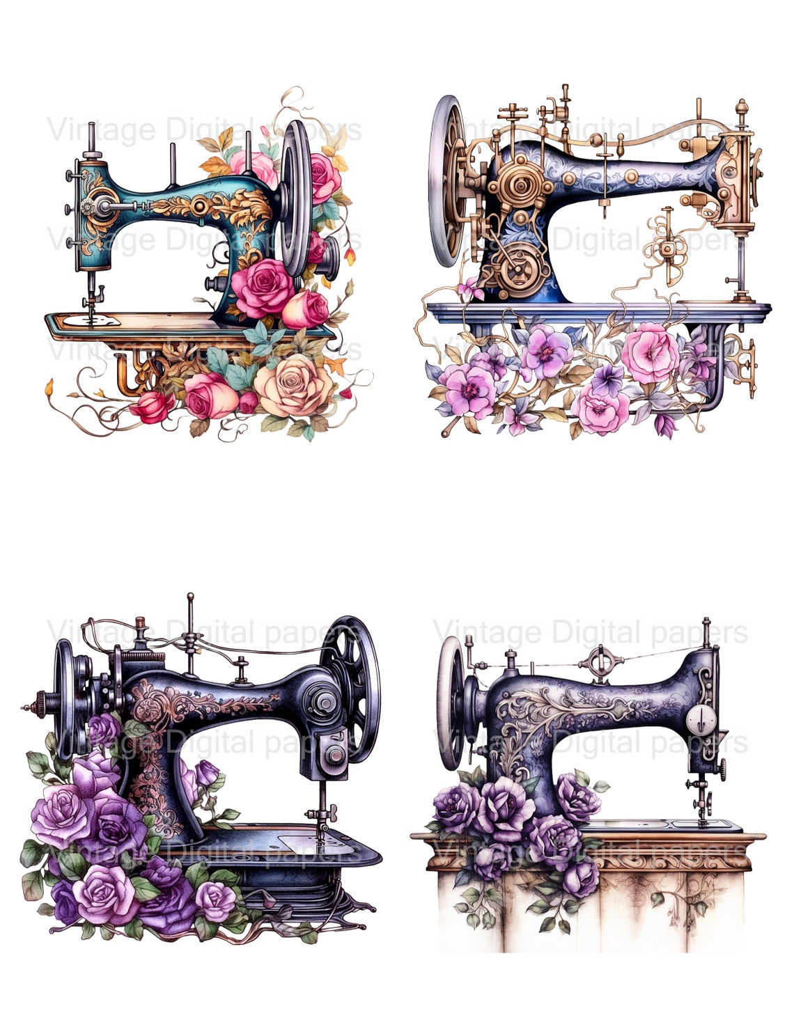 Vintage Sewing Machine Clipart, Victorian Sewing Machine, Victorian ...