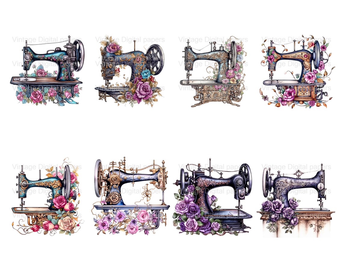 Vintage Sewing Machine Clipart, Victorian Sewing Machine, Victorian ...