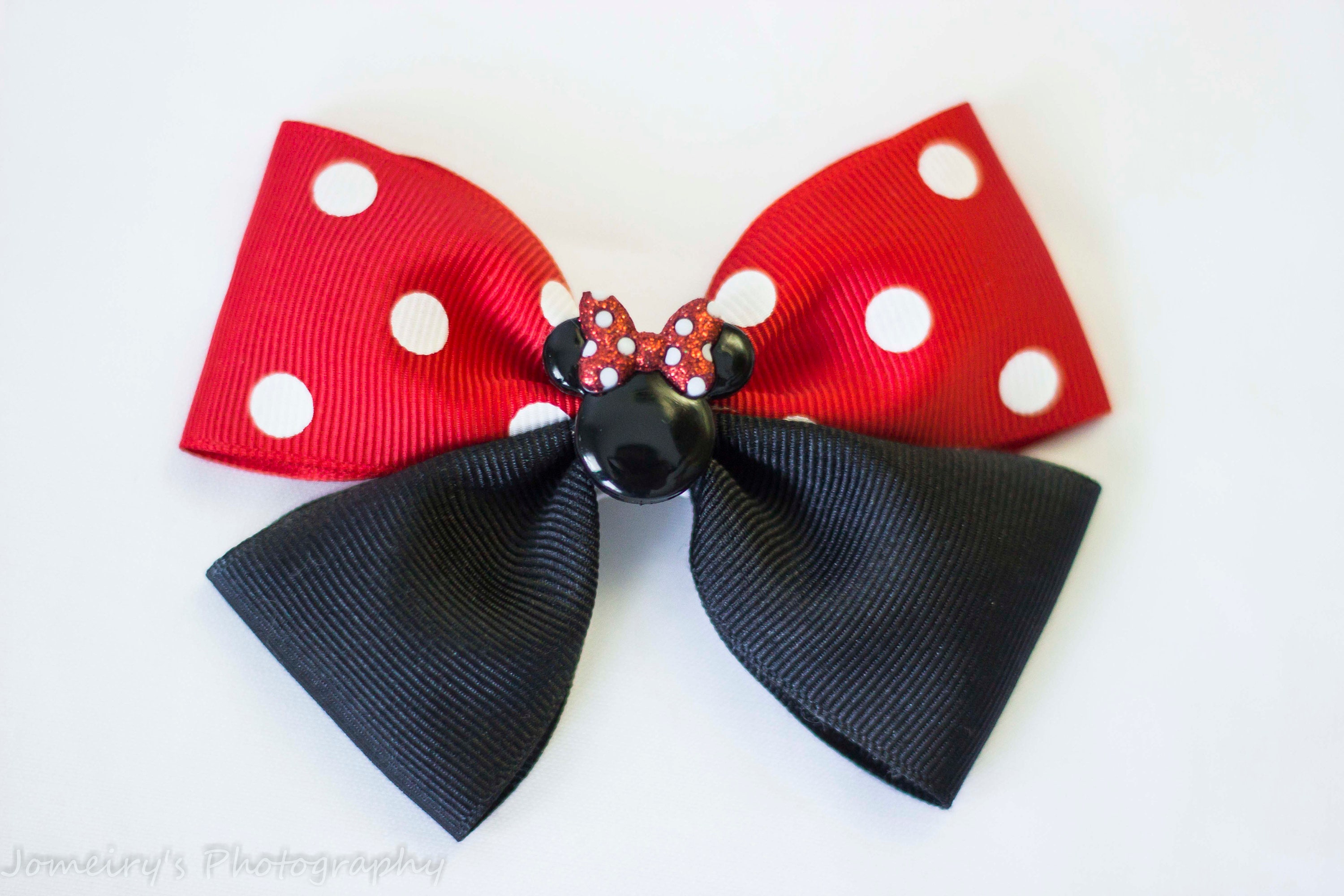 Mouse Red and White Hair Bow,red Mouse Bow, Polka Dot Red Bow, Minnie ...