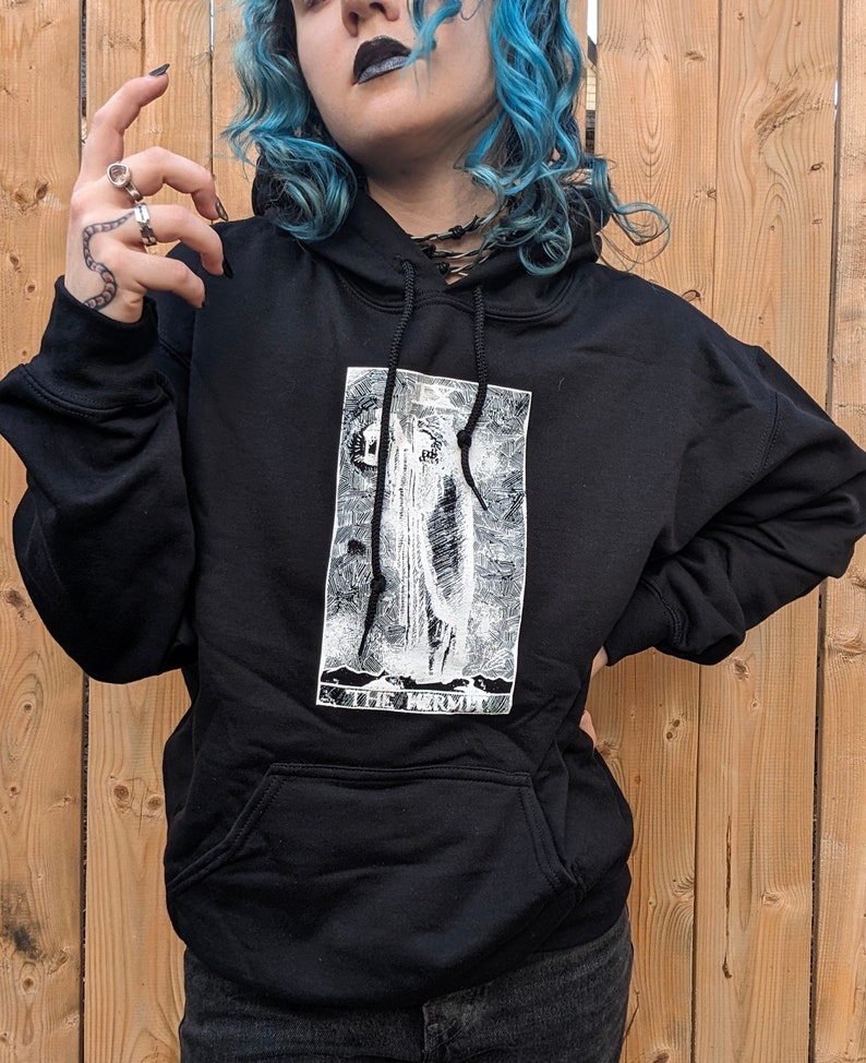 The Hermit Tarot Card Hoodie - Screen Printed Gothic Pullover - Etsy