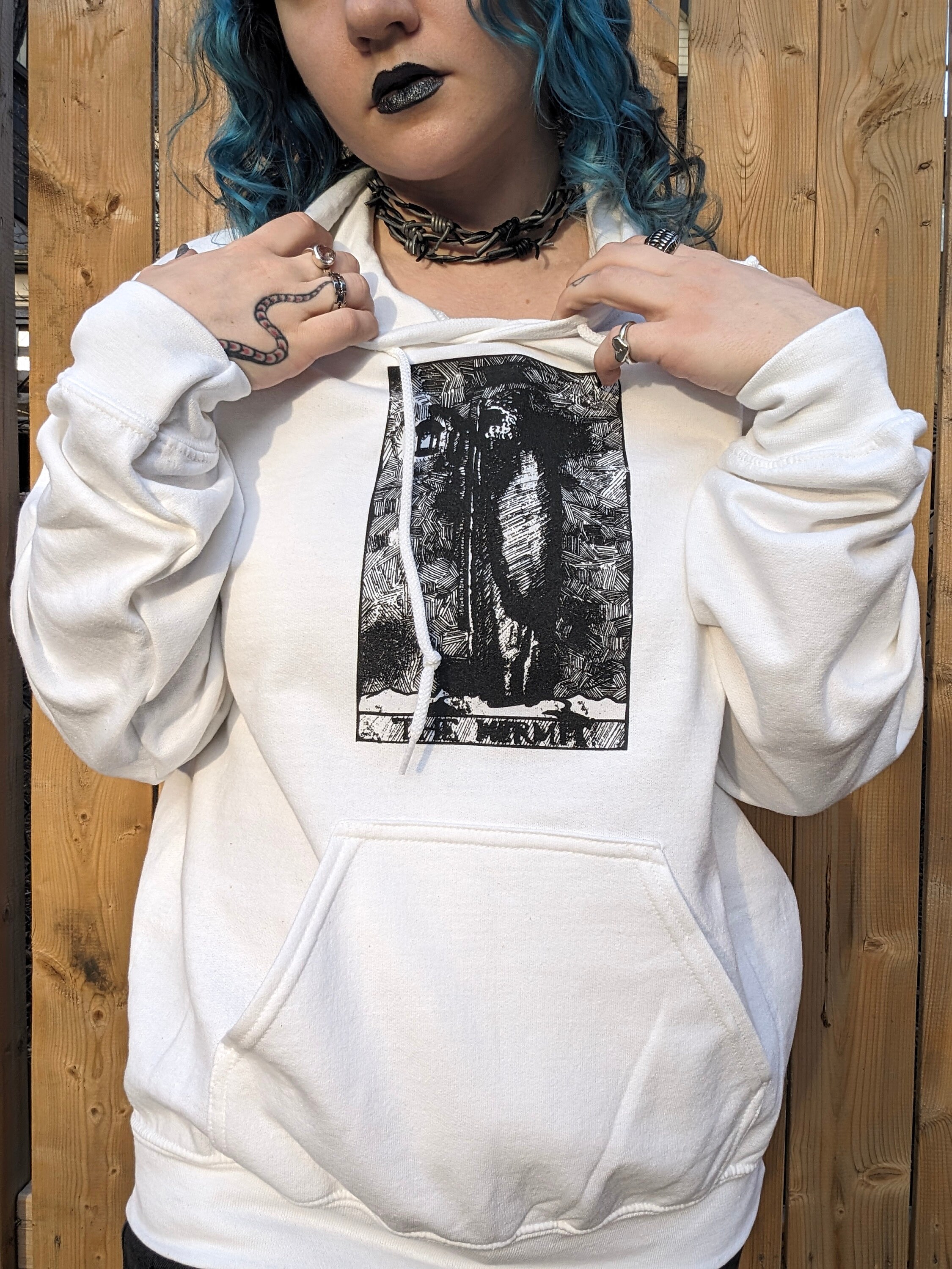 The Hermit Major Arcana Tarot Card Screen Printed Pullover Hoodie Black ...