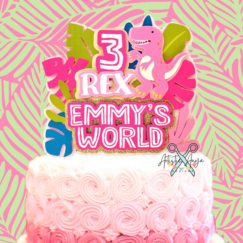 Girl Dinosaur Cake Topper - Etsy