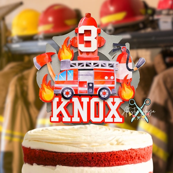 Personalized Fire Truck Cake Topper - Etsy
