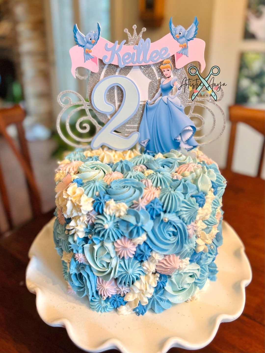 Cinderella Gold Glitter Carriage Cake Topper - Princess Party ...