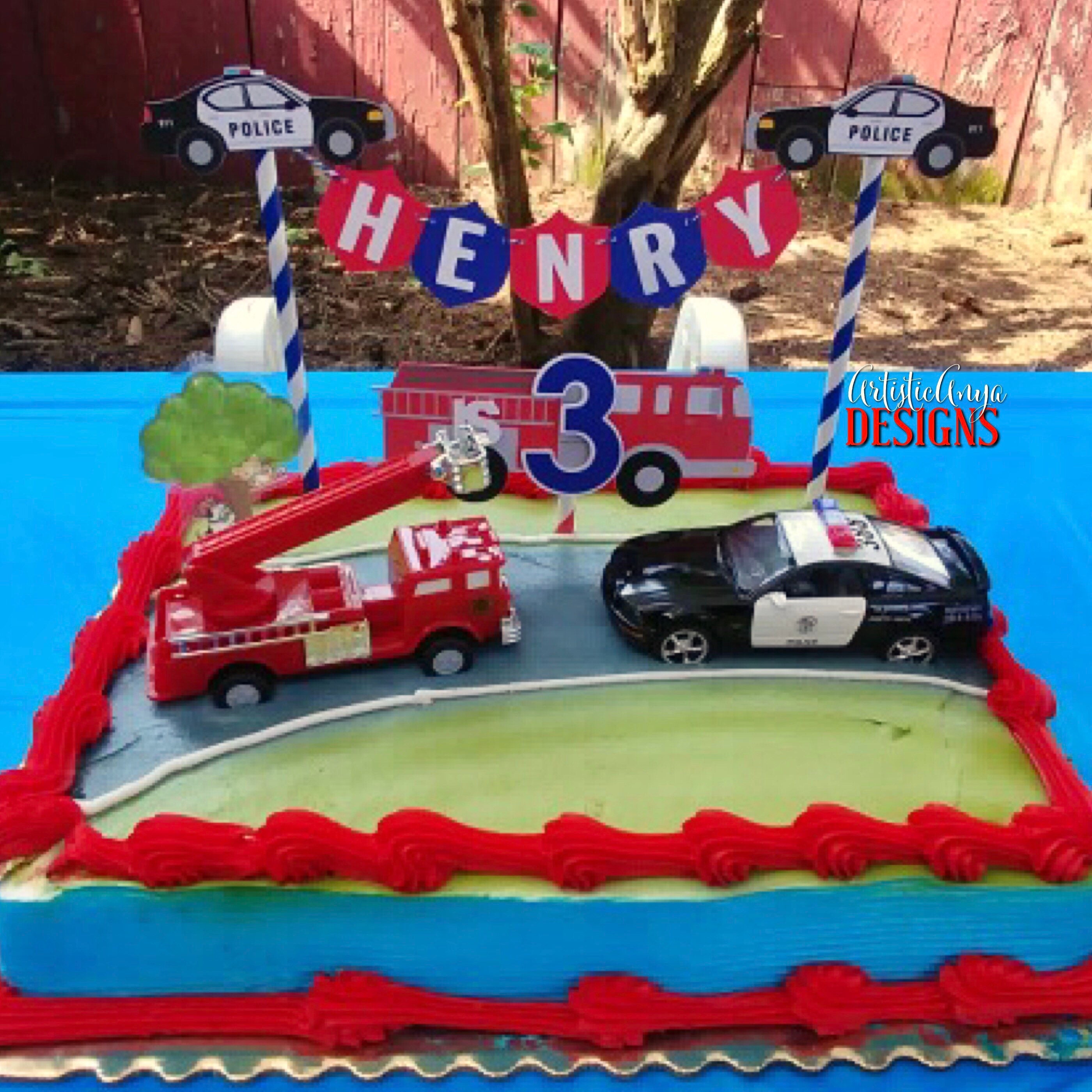 First Responder Cake Bunting Topper and Mini Age Fire Truck - Etsy Canada