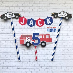 First Responder Cake Bunting Topper and Mini Age Fire Truck - Etsy