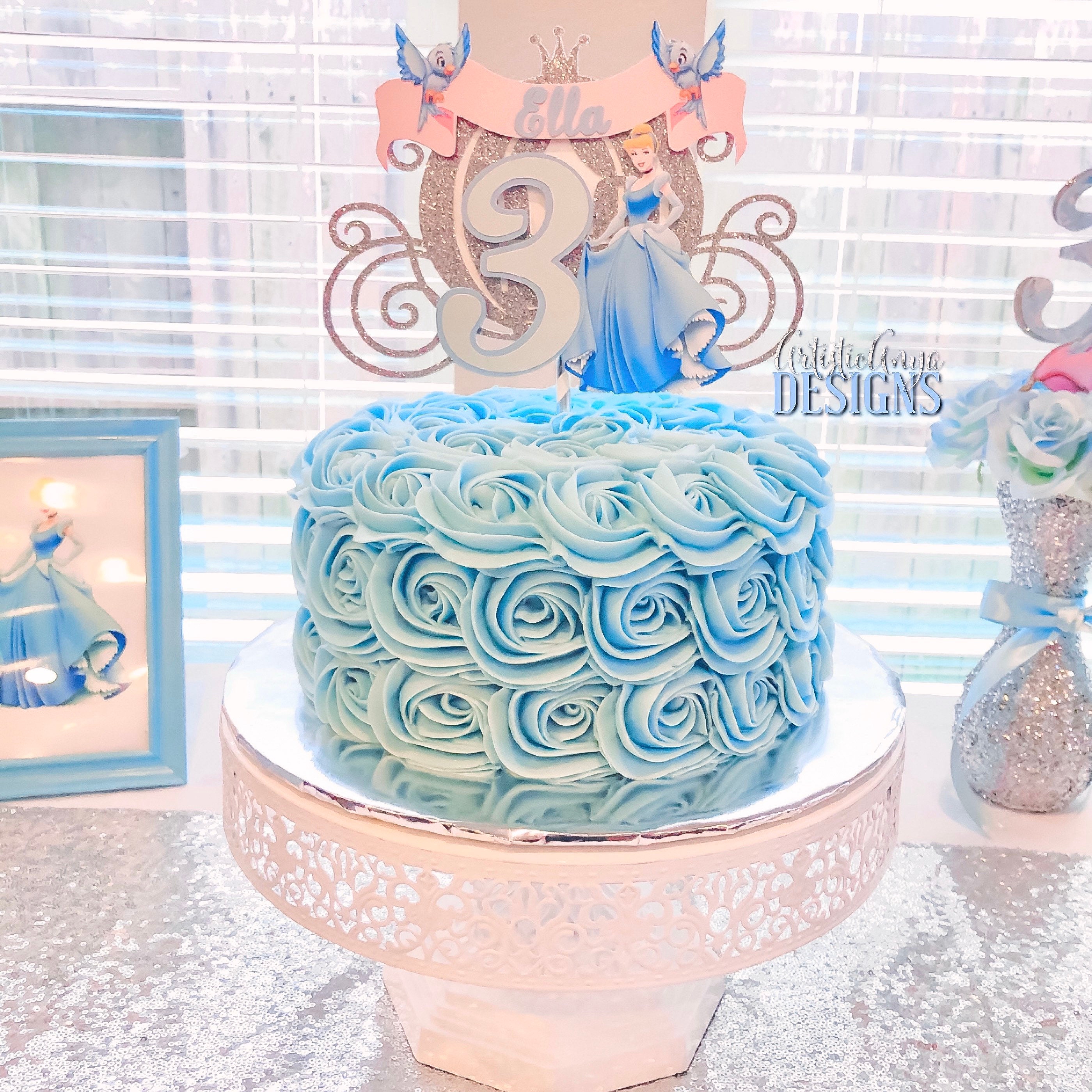 Cinderella Gold Glitter Carriage Cake Topper Princess Party - Etsy