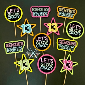 Neon Glow Party Cupcake Toppers - Set of 12 - Neon Glow Party ...