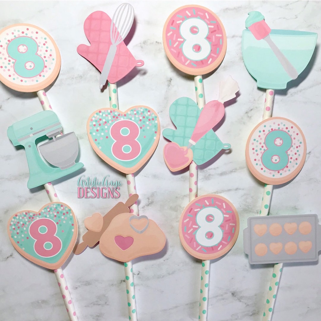 Little Baker Cupcake Toppers (set of 12) - Baking Party Decorations ...