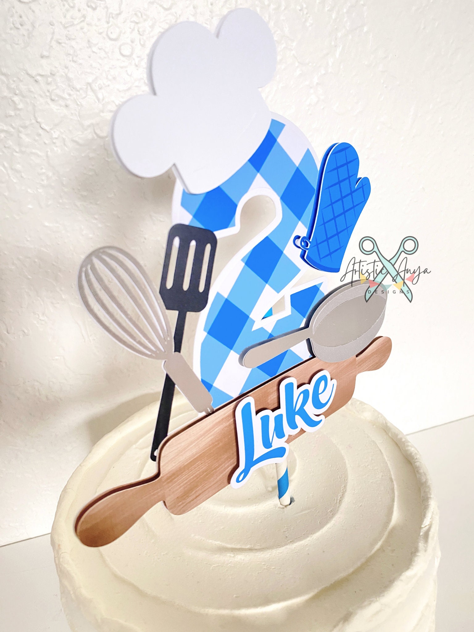 Little Chef Blue Cake Topper - Tiny Chef Party Decorations - Little ...