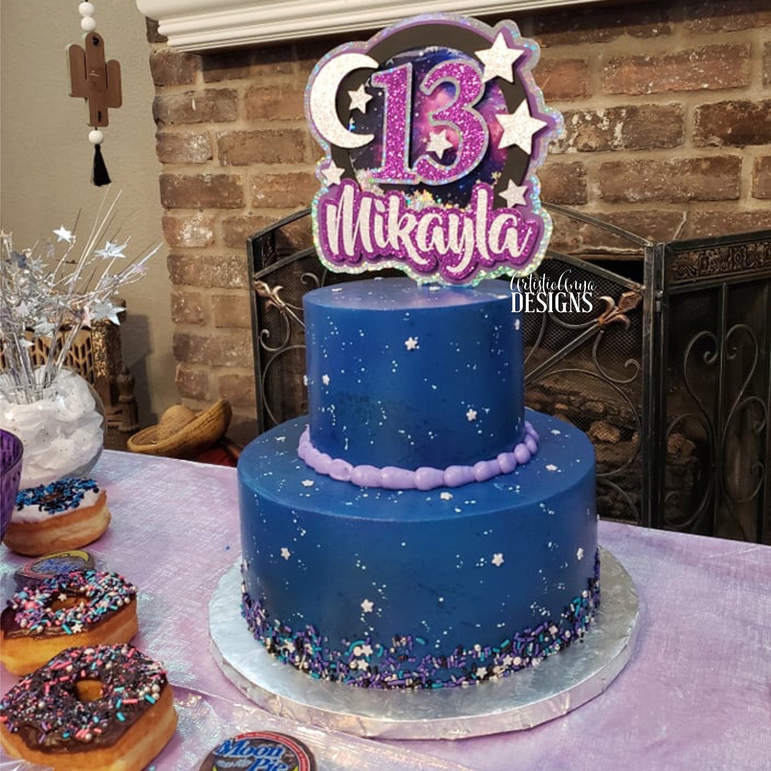Galaxy Cake Topper Celestial Party Decorations Glitter Age | Etsy