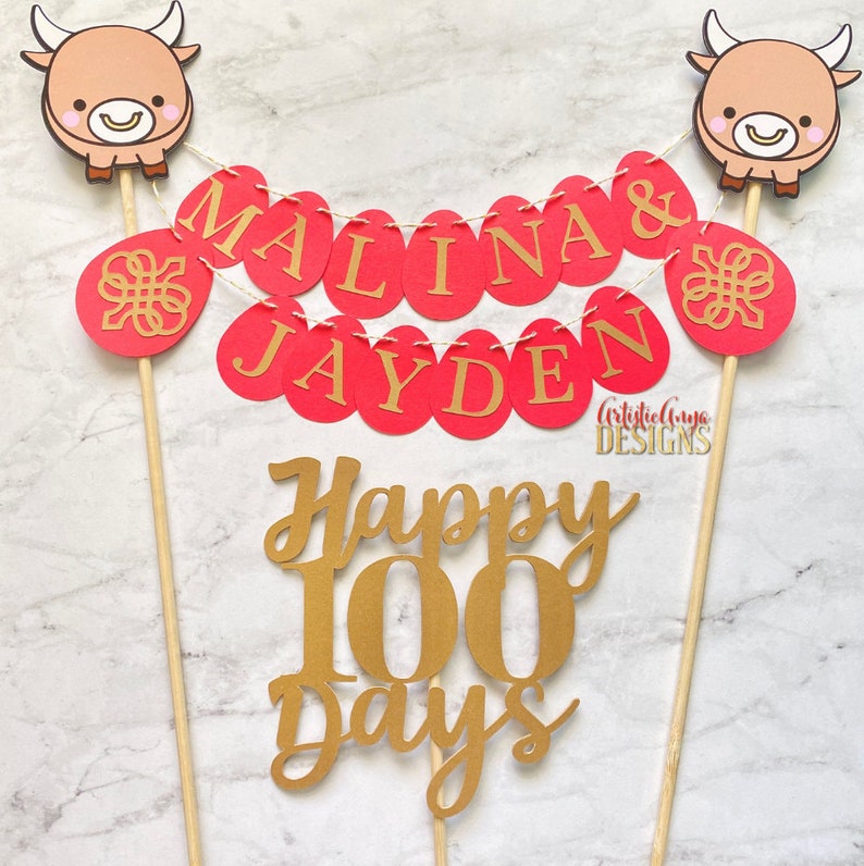 Year of the Ox - Red Egg and Ginger Party - Personalized Cake Bunting ...