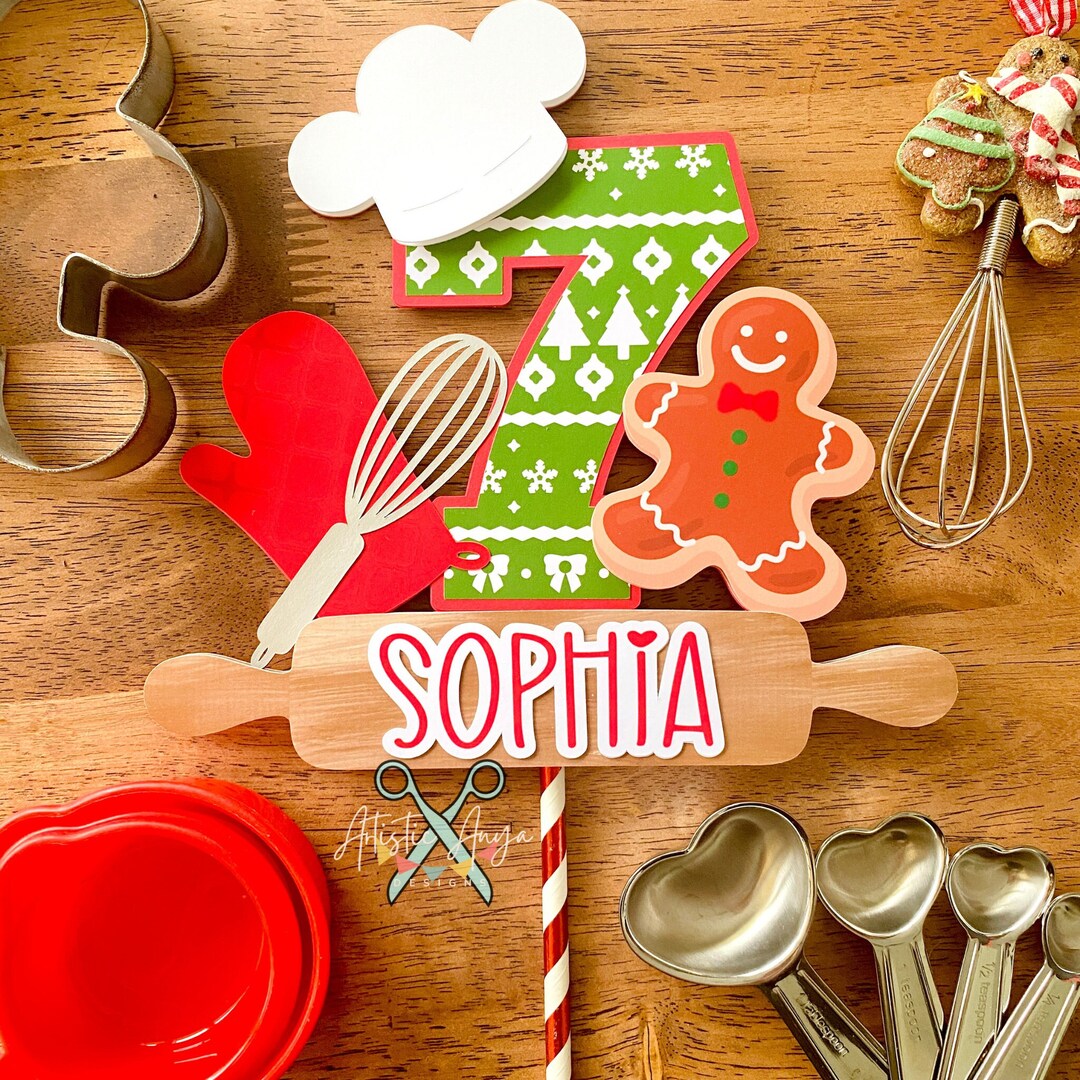 Little Baker Christmas Cake Topper - Baking Party Decorations - Little ...