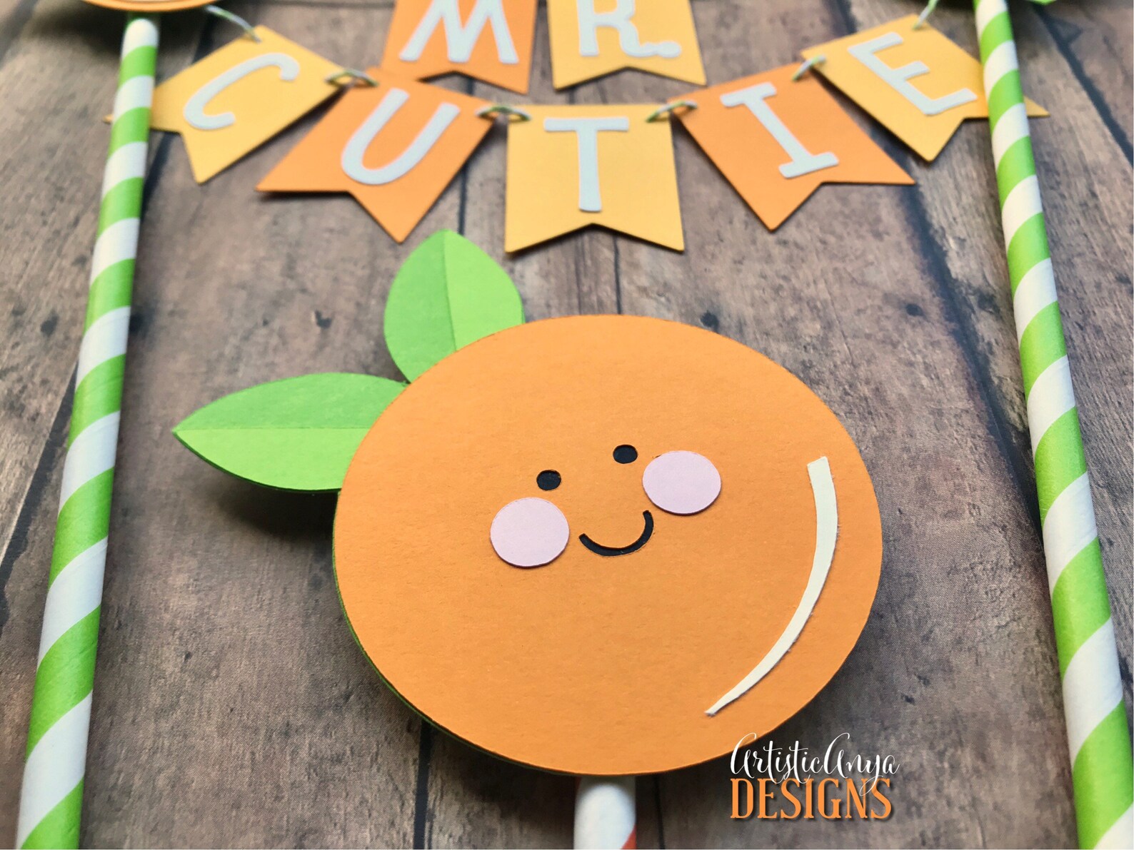 Lil Cutie Orange Cake Bunting Topper & Kawaii Orange Cake Topper (2 Pc ...
