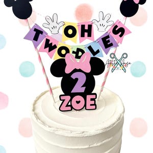 Pastel Mickey & Minnie Mouse Cake Bunting Topper - Oh Two-dles Cake ...