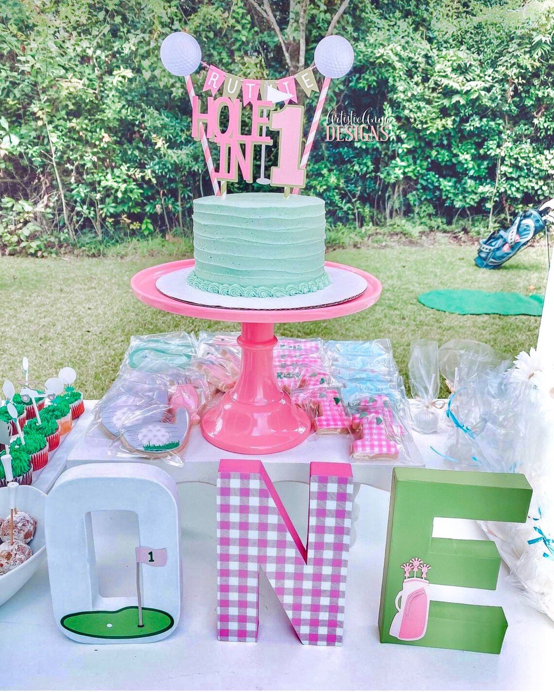 Golf Ball Cake Bunting Topper & Hole-in-1 Cake Topper 2 Pc | Etsy