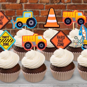 Construction Cupcake Toppers - Set of 12 - Construction Theme Party ...
