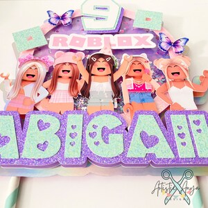 Roblox Girl Shaker Cake Topper - Roblox Party Decorations - Glitter Age ...