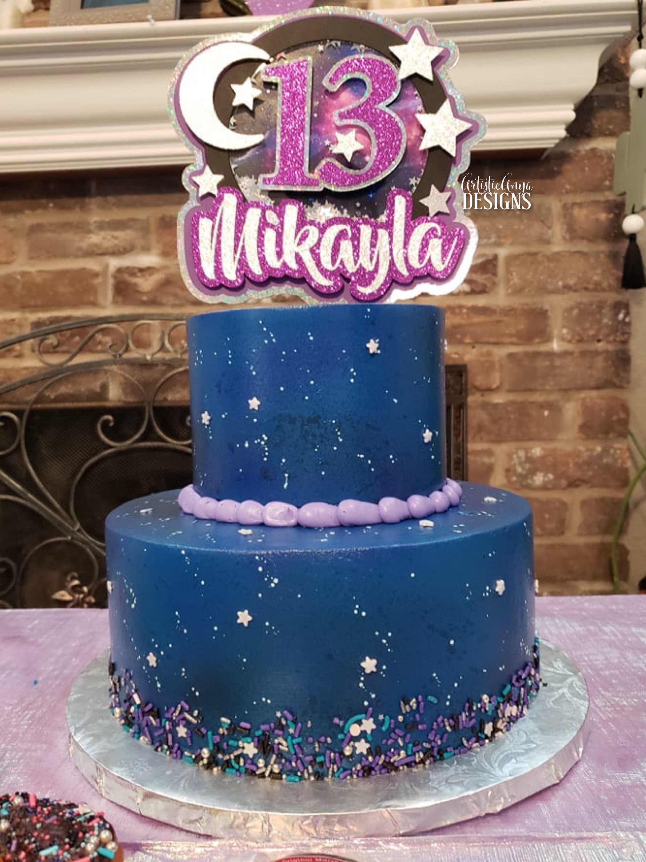 Galaxy Cake Topper Celestial Party Decorations Glitter Age - Etsy