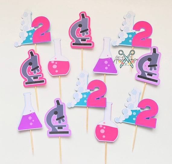 Science Theme Age Cupcake Toppers Set of 12 Girl Science - Etsy