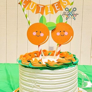 Lil Cutie Orange Cake Bunting Topper & Kawaii Orange Cake Topper (2 Pc ...