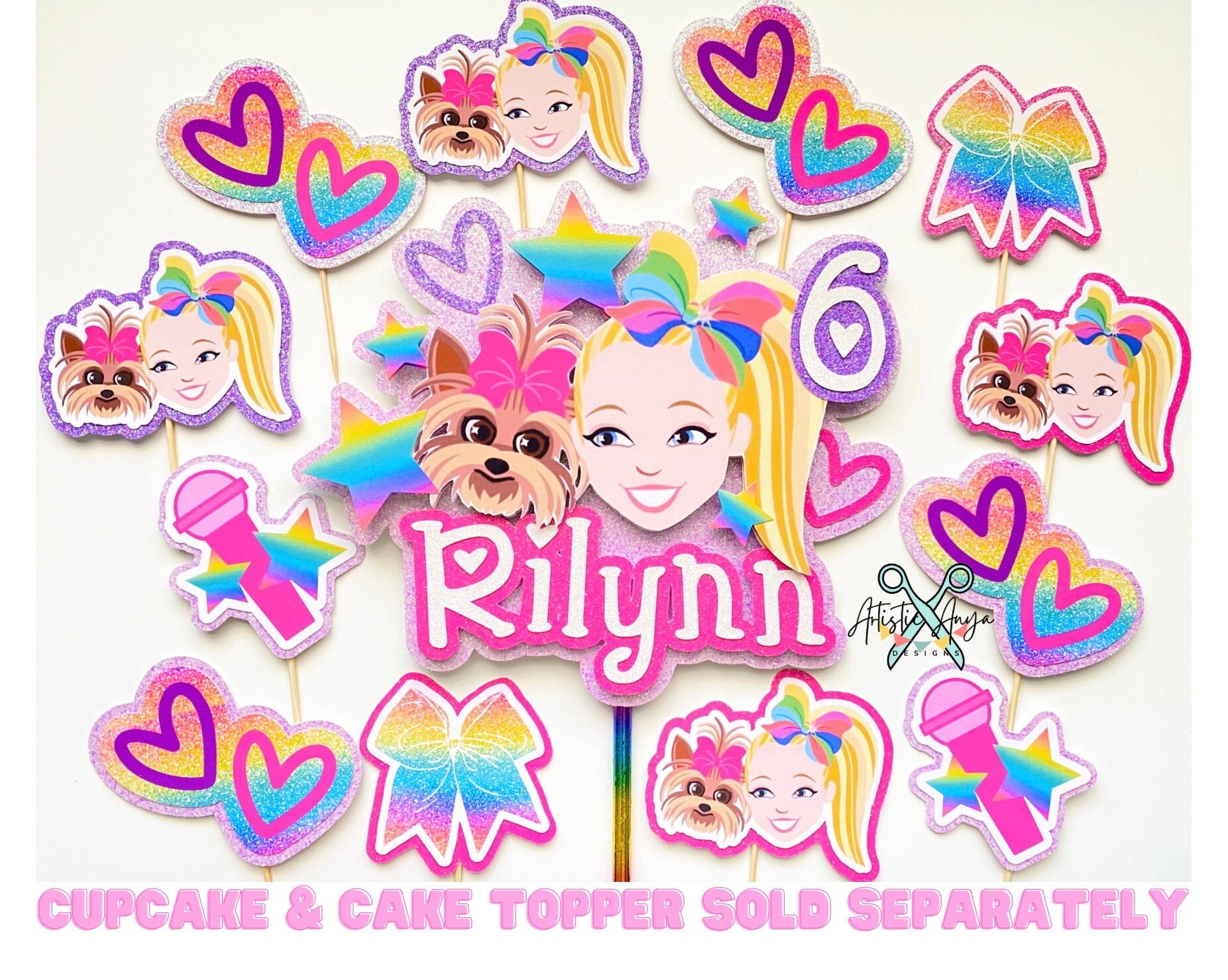 Jojo Rainbow Cake Topper Rainbow Glitter Party Decorations - Etsy