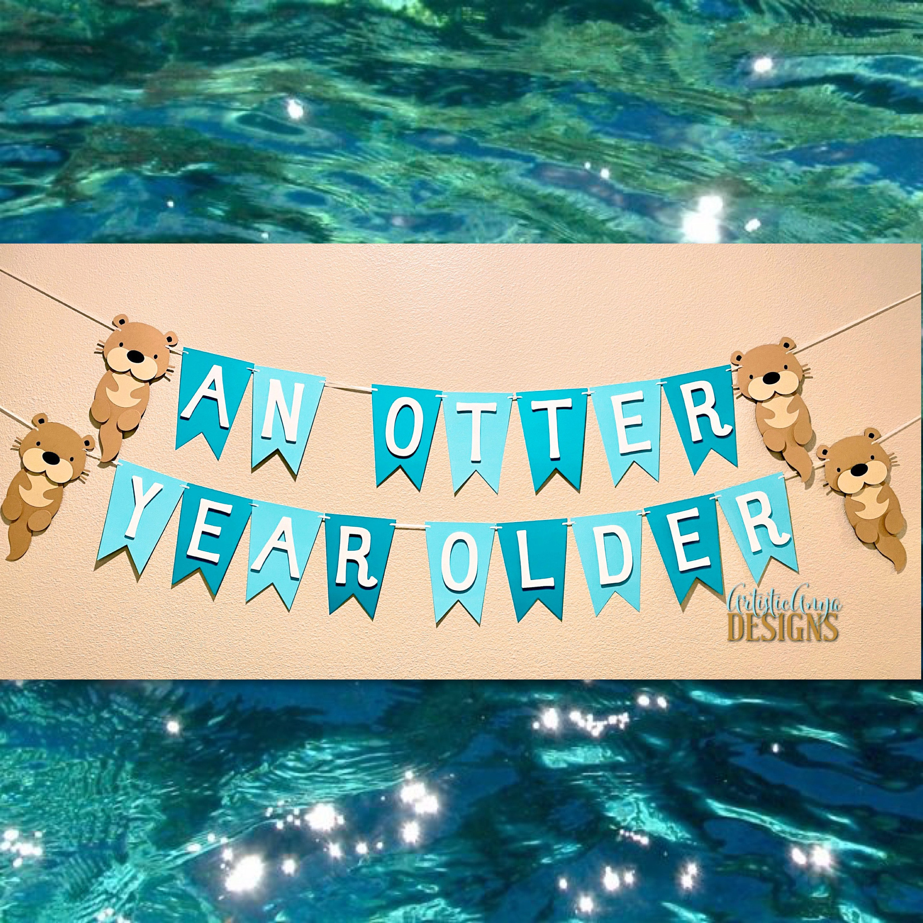 Otter Birthday Banner Cute Otter Themed Birthday Party an - Etsy