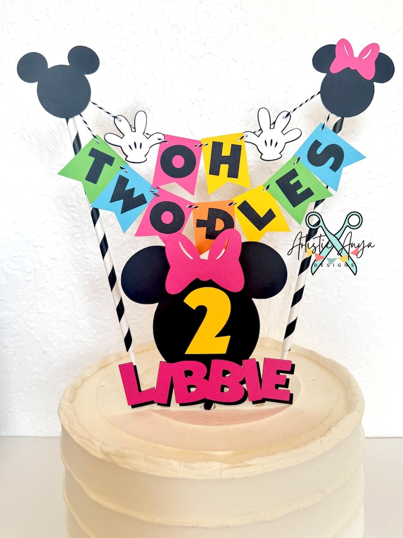 Mickey & Minnie Mouse Cake Bunting Topper - Oh Two-dles Cake - Mickey ...
