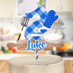 Little Chef Blue Cake Topper - Tiny Chef Party Decorations - Little ...