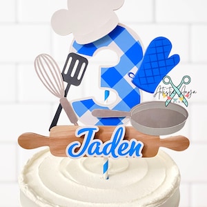 Little Chef Blue Cake Topper - Tiny Chef Party Decorations - Little ...