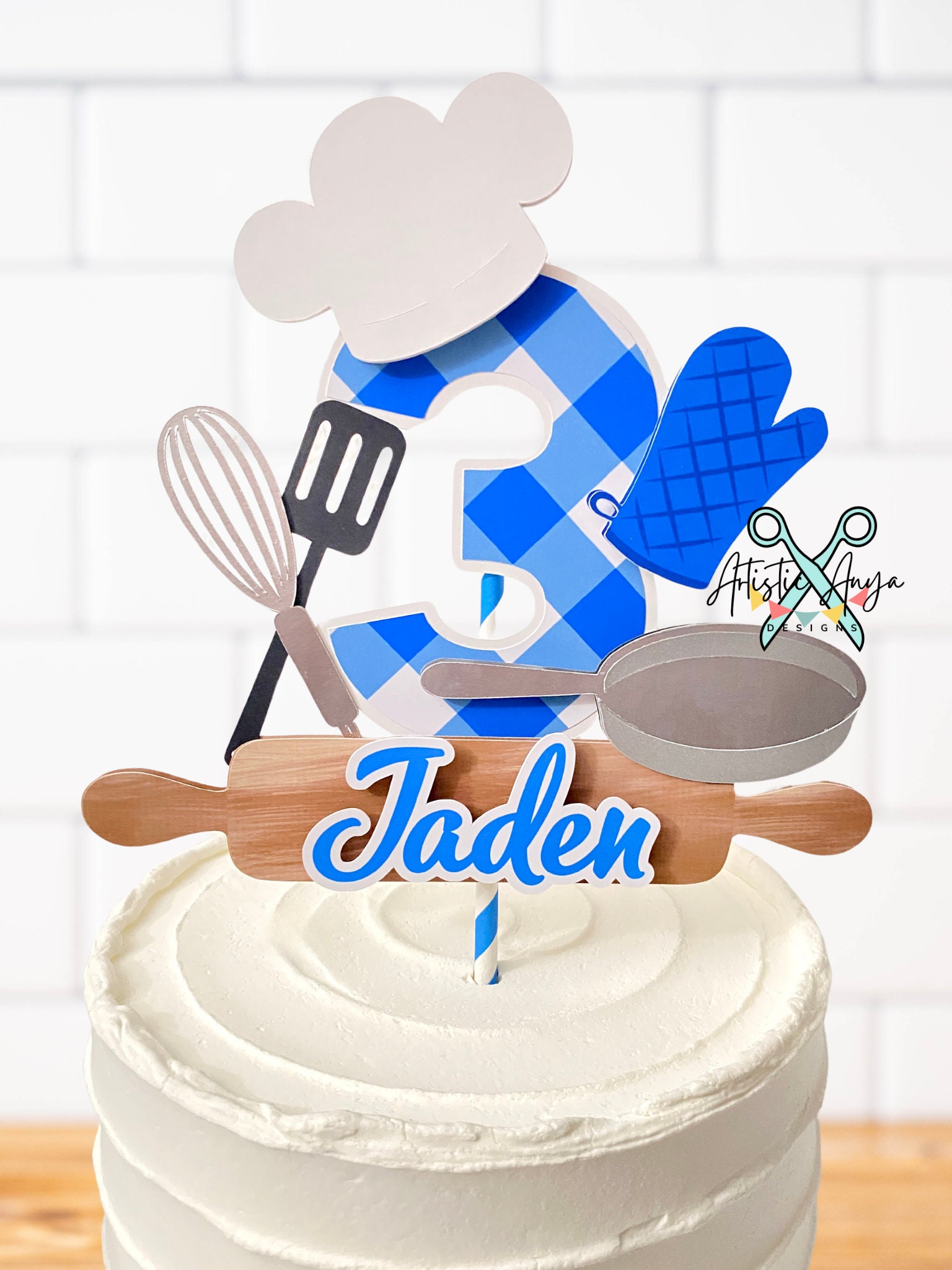 Little Chef Blue Cake Topper - Tiny Chef Party Decorations - Little ...