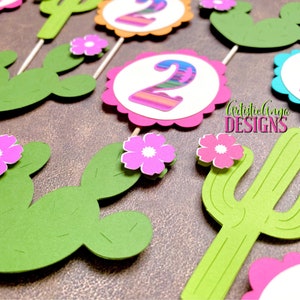Cactus Fiesta Cupcake Toppers - Set of 12 - Cactus Themed Birthday ...