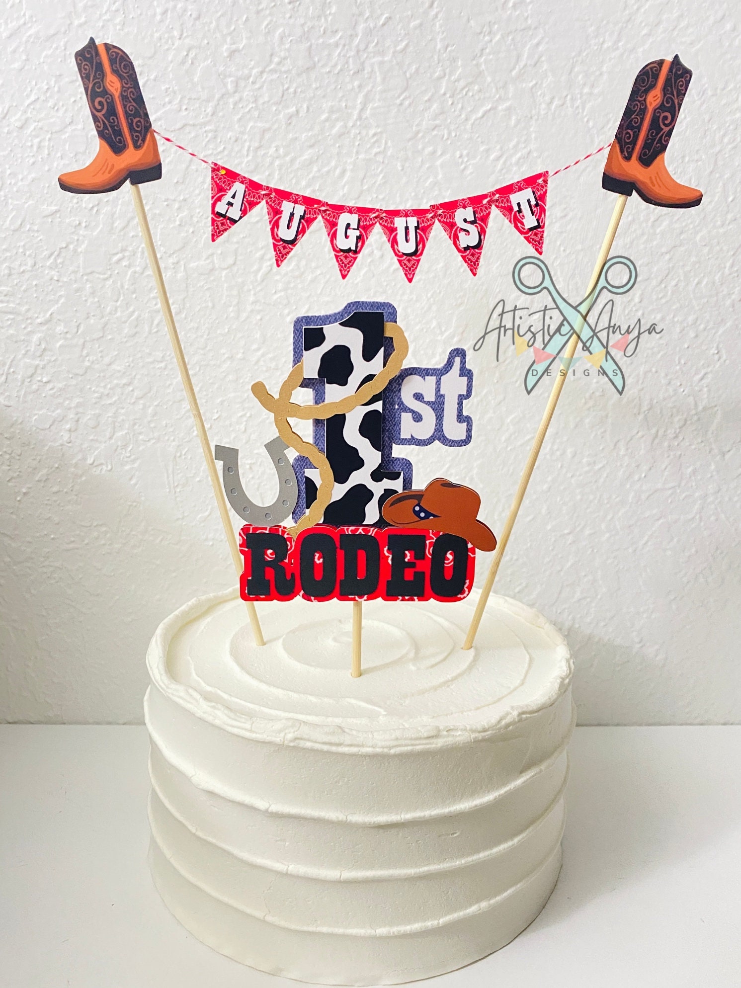 First Rodeo Bunting Cake Topper 2 Pc Set Cowboy or Cowgirl - Etsy