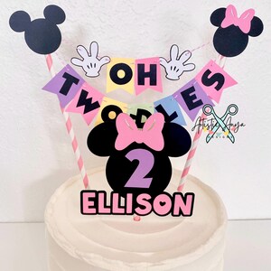 Pastel Mickey & Minnie Mouse Cake Bunting Topper - Oh Two-dles Cake ...