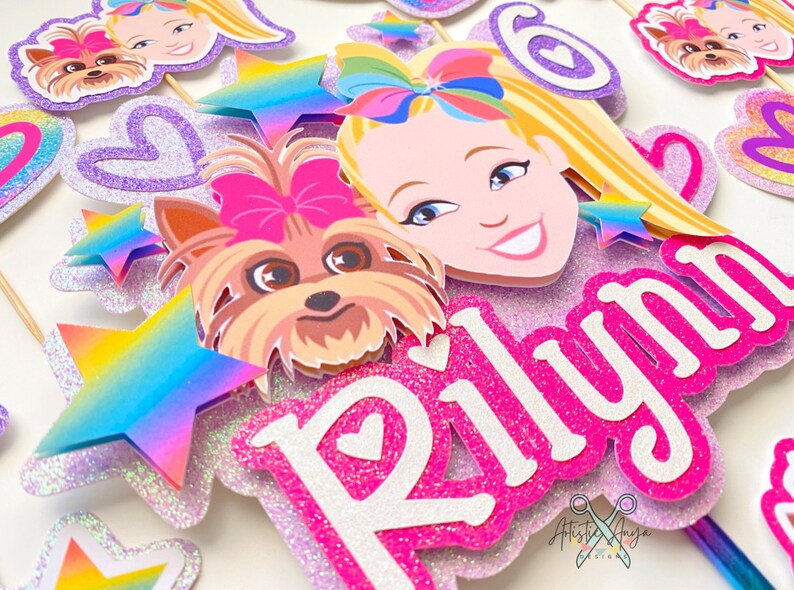 Jojo Rainbow Cake Topper Rainbow Glitter Party Decorations - Etsy
