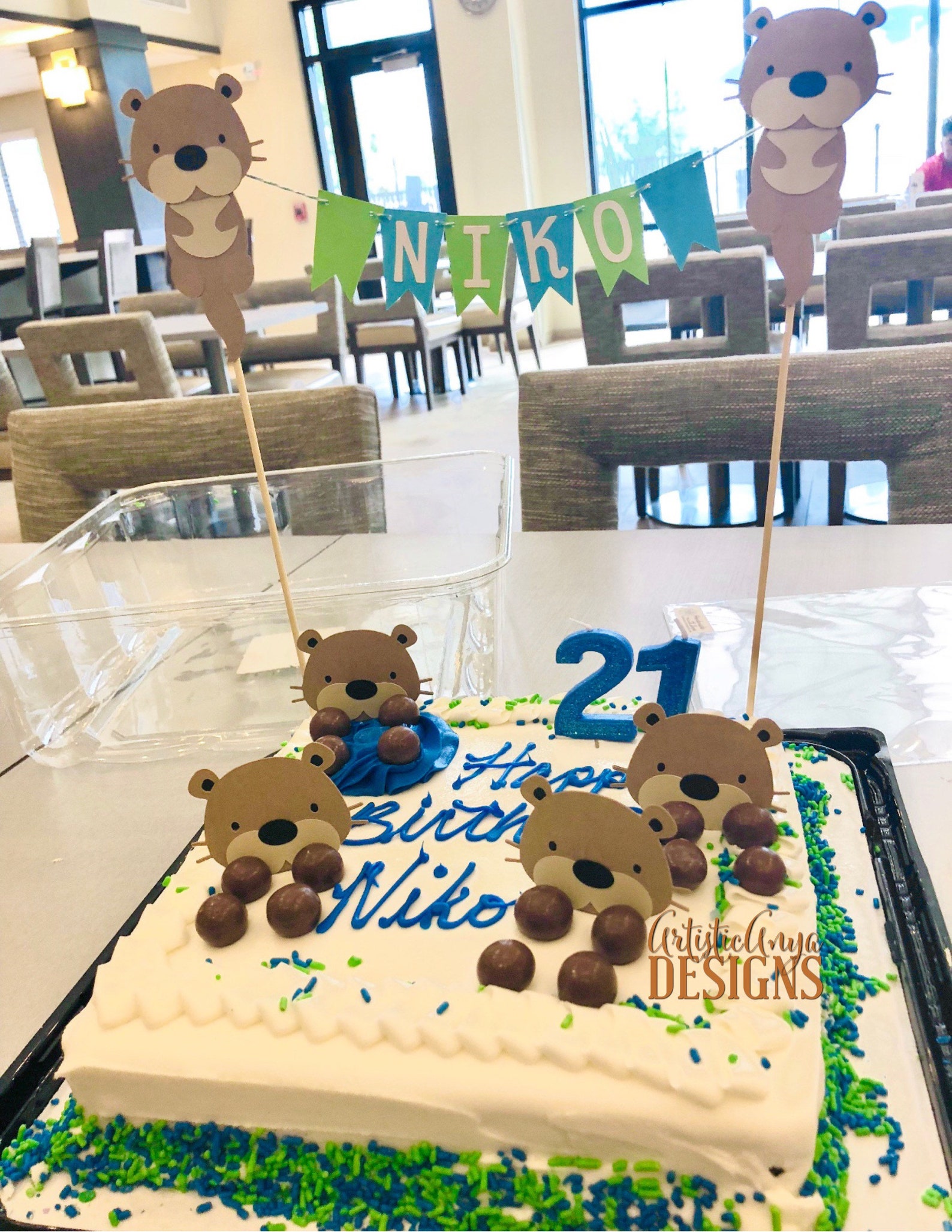 Otter Cake Bunting Topper - Smash Cake - Otter Birthday - Etsy