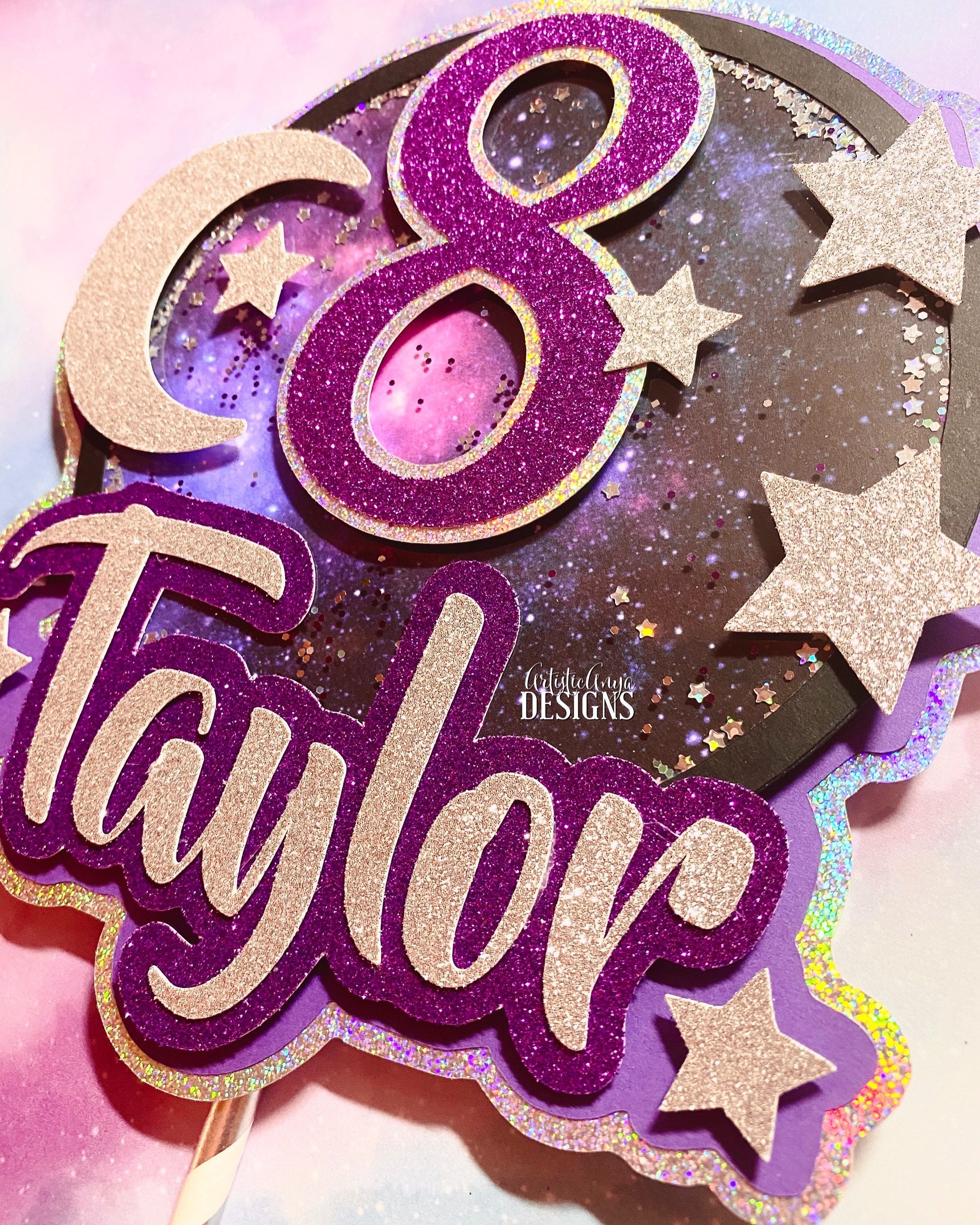 Galaxy Cake Topper Celestial Party Decorations Glitter Age - Etsy