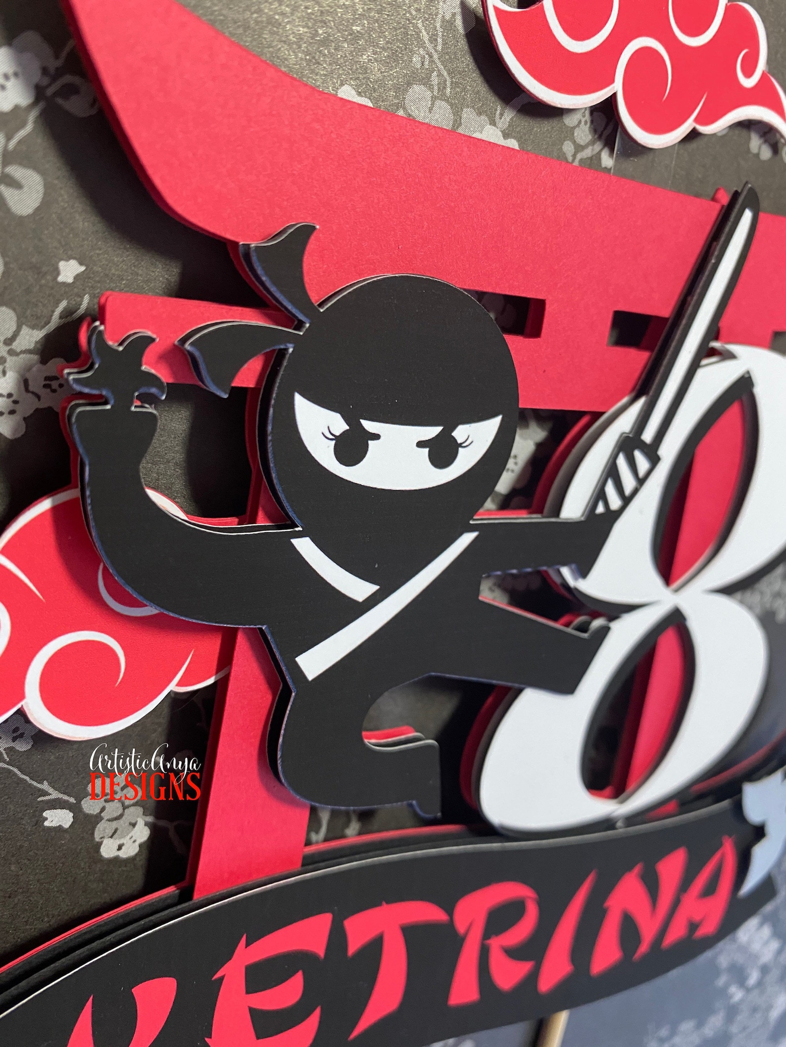 Ninja Girl or Boy Cake Topper - Ninja Warrior Decorations - Ninja Stars ...