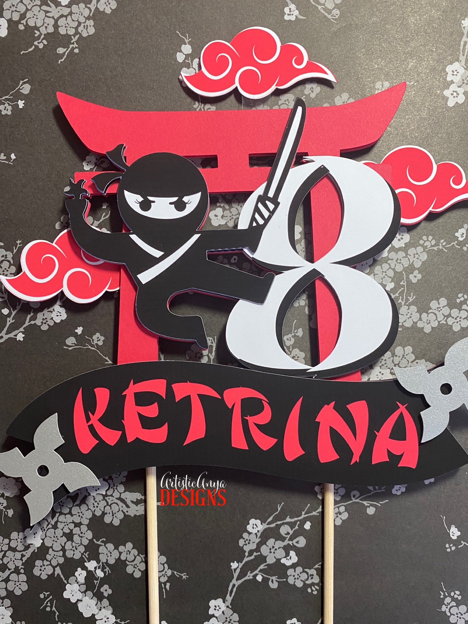 Ninja Girl or Boy Cake Topper - Ninja Warrior Decorations - Ninja Stars ...