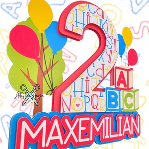 ABC Theme Cake Topper - Alphabet Birthday Decorations - Personalized ...