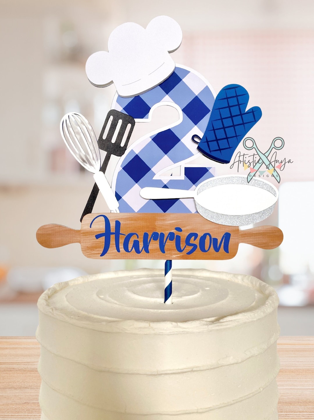 Little Chef Blue Cake Topper - Tiny Chef Party Decorations - Little ...