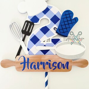 Little Chef Blue Cake Topper - Tiny Chef Party Decorations - Little ...