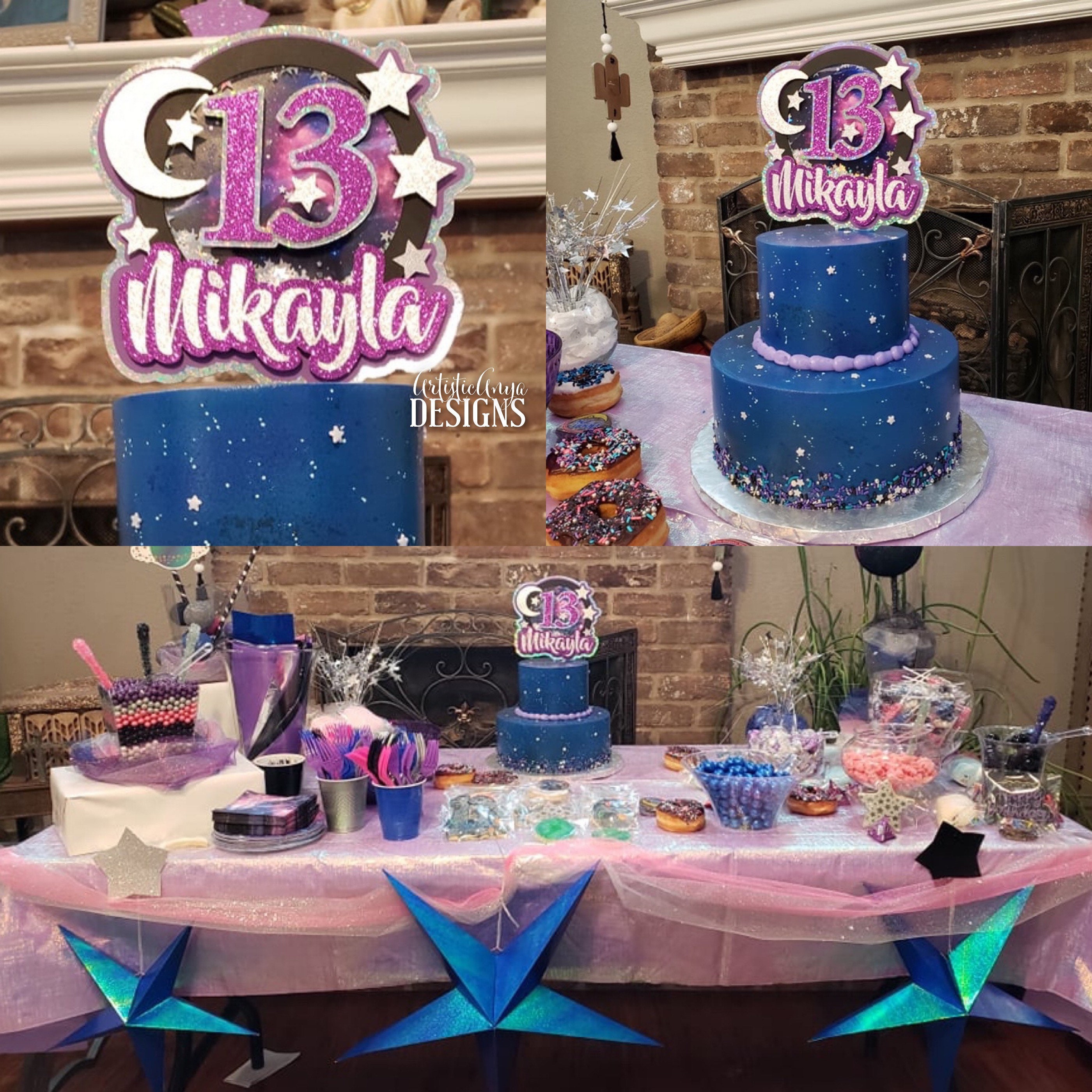 Galaxy Cake Topper Celestial Party Decorations Glitter Age - Etsy